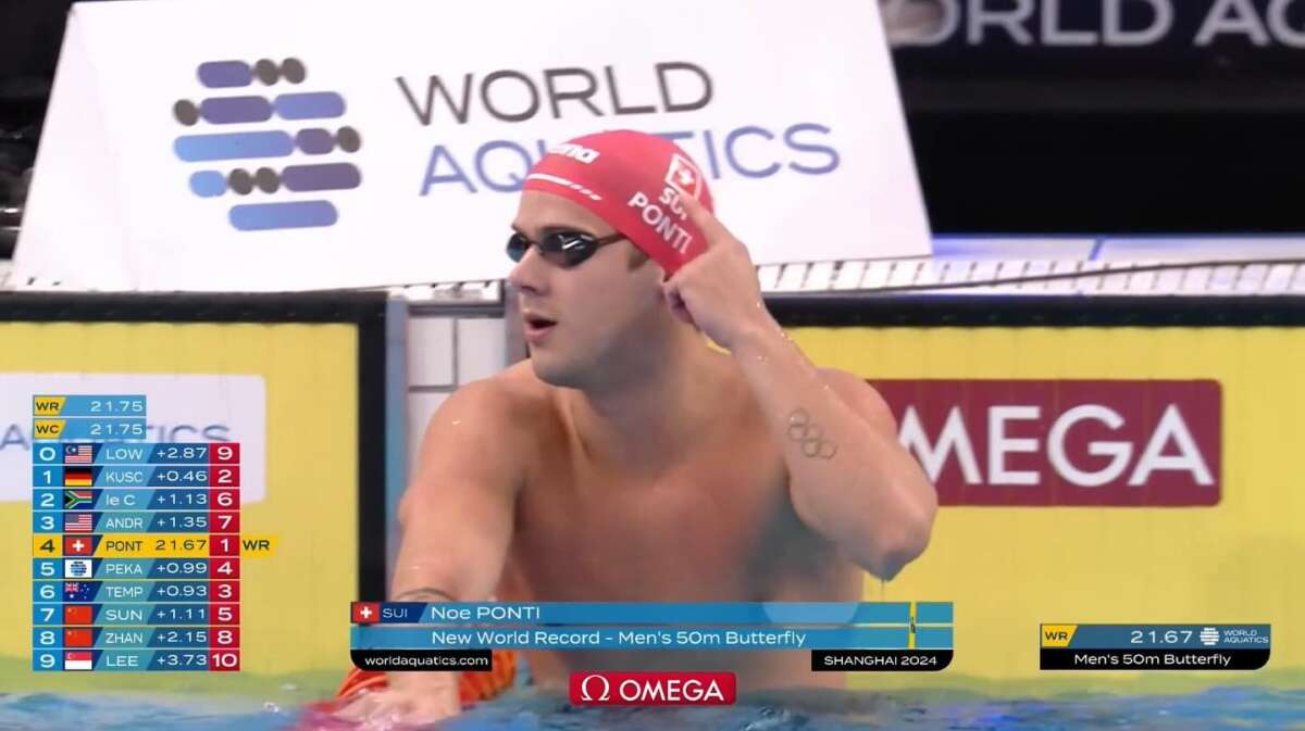 Noe Ponti quebra recorde mundial de Nicholas Santos dos 50m borboleta ...